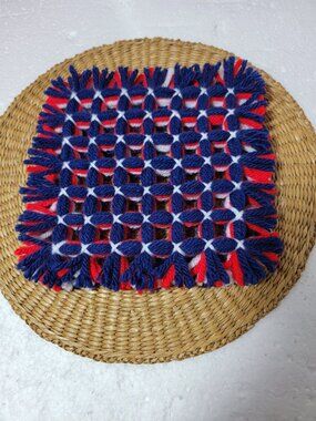 Dining | Handmade Woven Red White Blue Coasters Or Trivets Set Of 4 ...